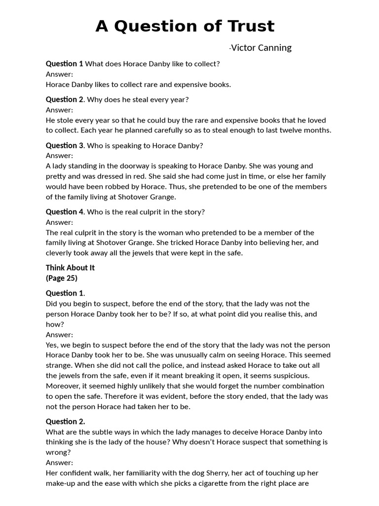 A Question of Trust | PDF | Theft