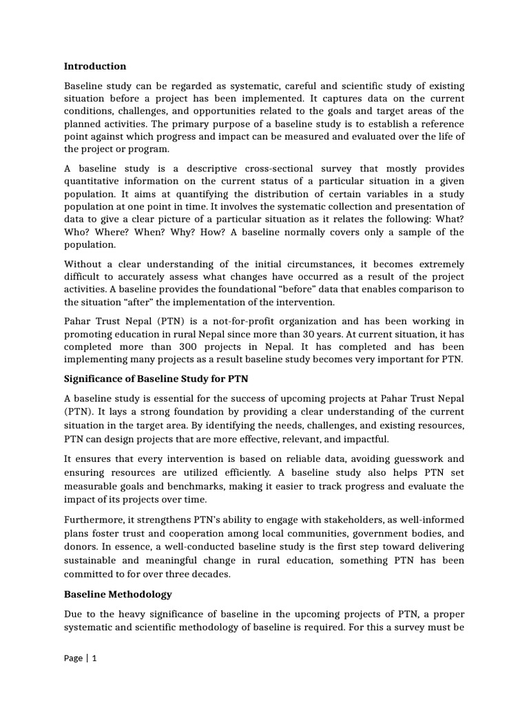 Baseline Study for PTN Projects | PDF | Teachers | Playground