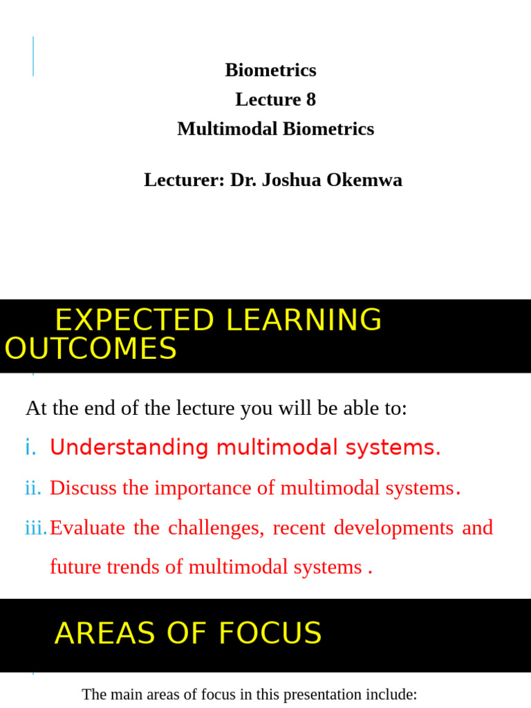 (Biometrics) Week8 - Multimodal Biometrics | PDF | Biometrics | Information Science