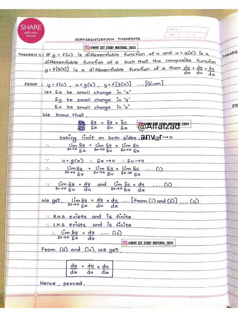 Maths 2 - All Theorems by Mht Cet Study Material 2024 | PDF