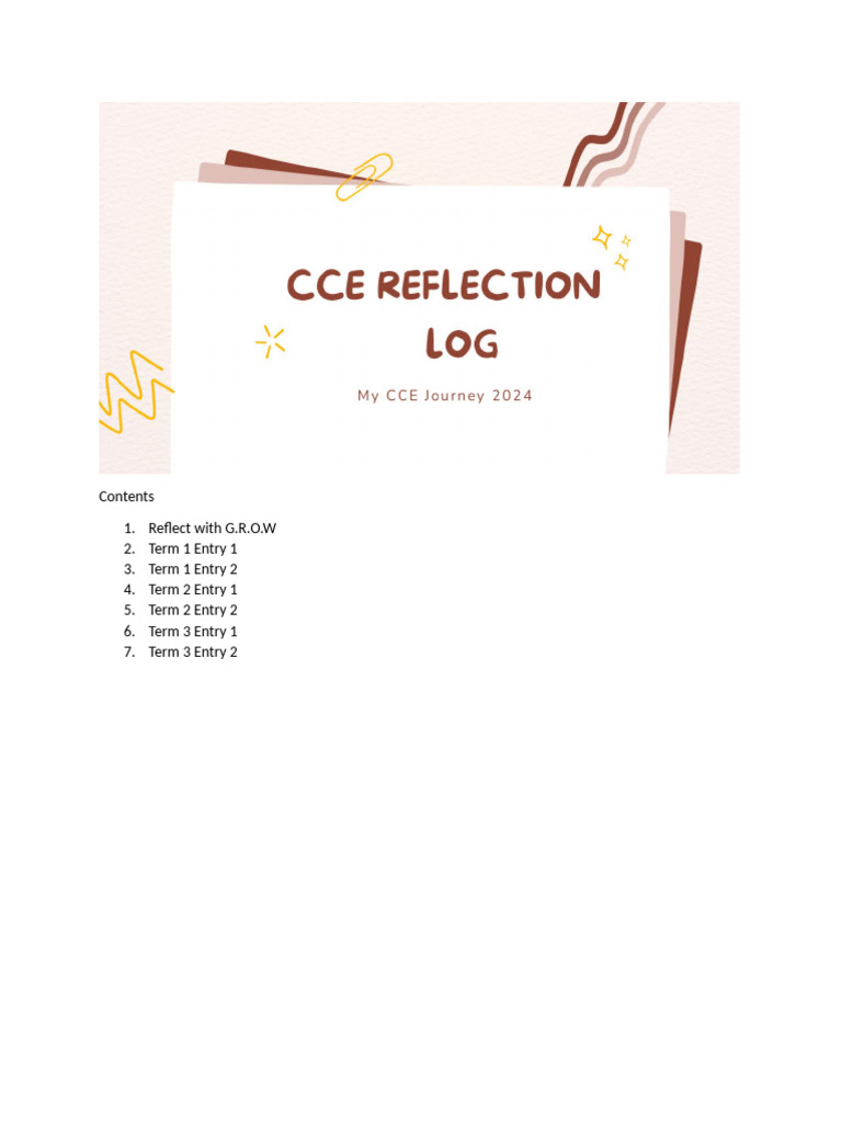 CCE Reflection Log - Sec 5 - Term 1 | PDF | Social Psychology | Cognition
