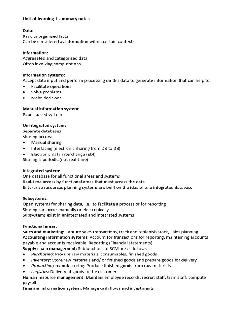 Unit of Learning 1 Summary Notes | PDF | Software As A Service | Cloud ...