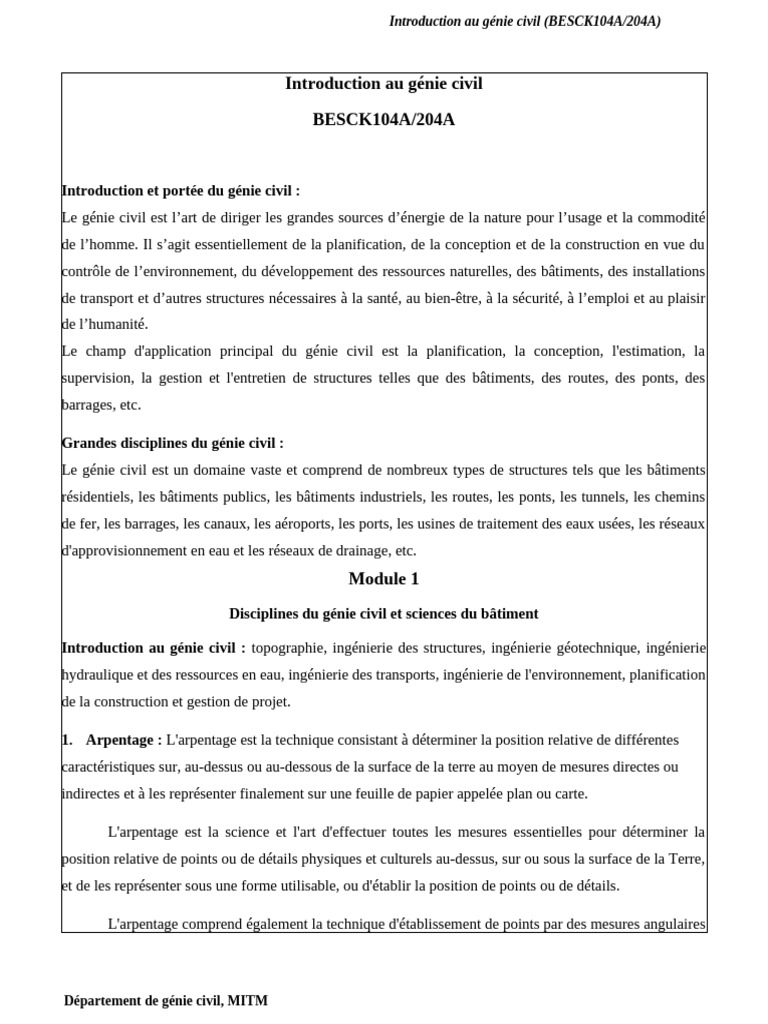 Introduction À L'ingénierie Civile | PDF | Mortier (matériau) | Béton