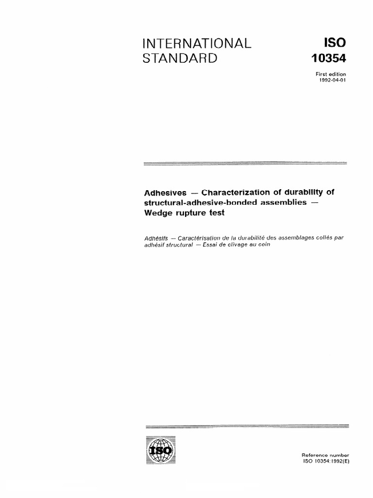 ISO 10354 - 1992 Adhesives - Caracterization of Durability of ...