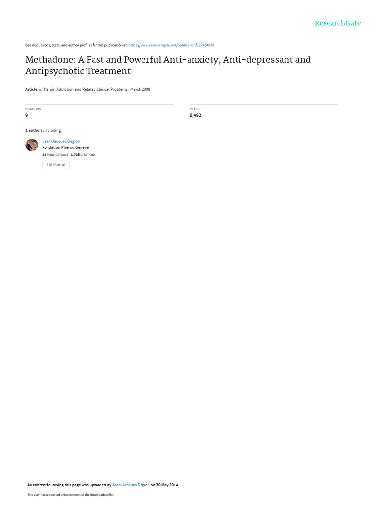 Methadone A Fast and Powerful Anti-Anxiety Anti-De | PDF | Addiction ...