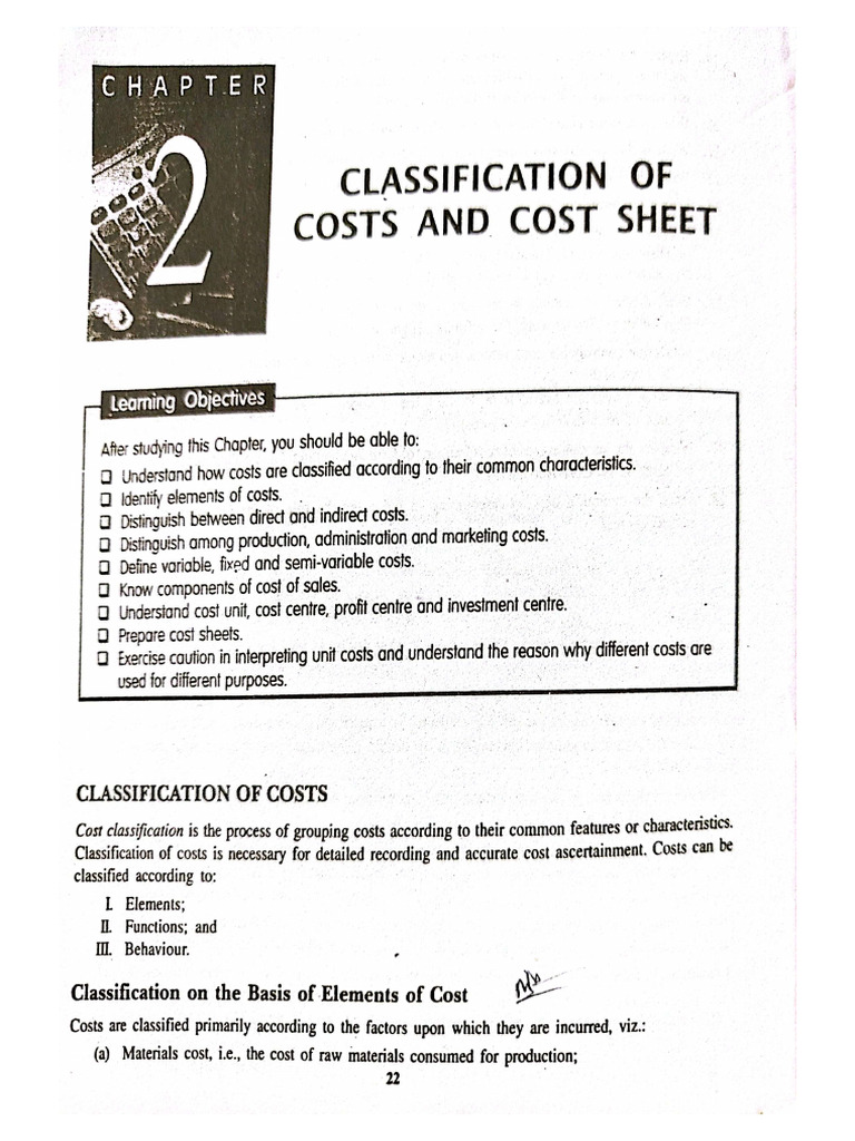 Cost Sheet | PDF