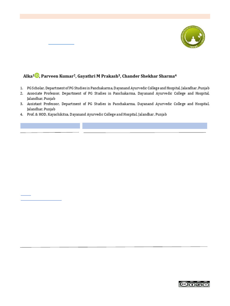 SHODHANA AND SHAMANA CHIKITSA IN PAKSHAGHATA - Copy | PDF | Stroke ...