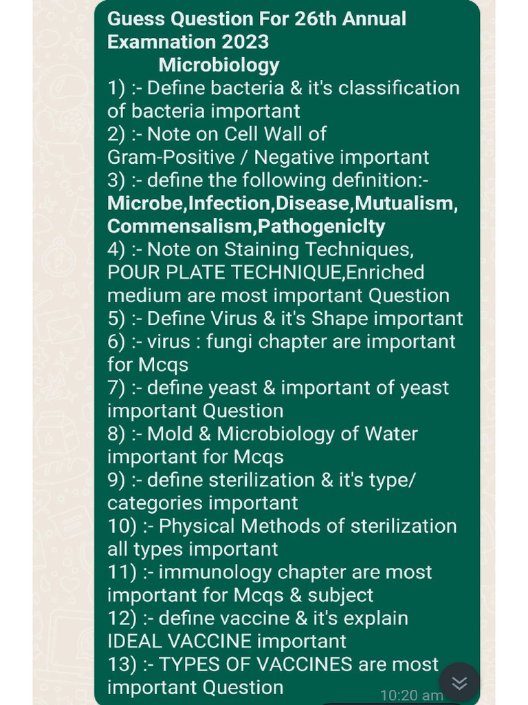 Microbiology Important Question | PDF