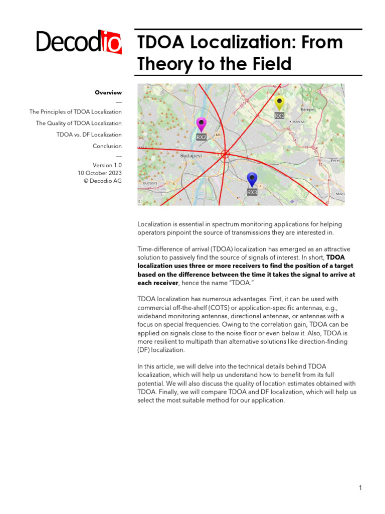 Tdoa Localization From Theory To The Field V1 0 Pdf Accuracy And