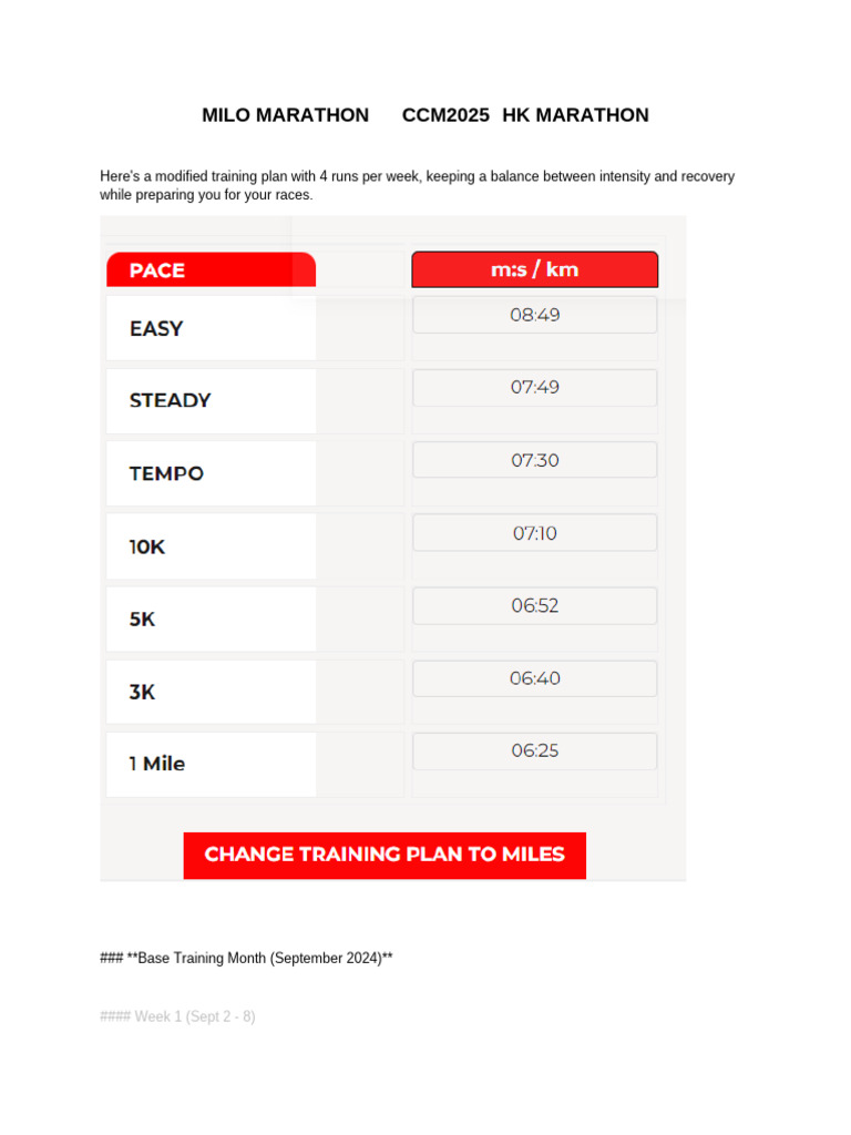 Marathon Training Schedule | PDF | Marathon | Determinants Of Health