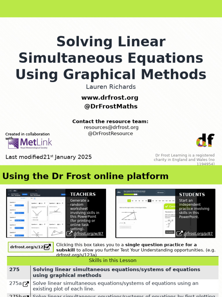 Graphical Solutions for Simultaneous Equations | PDF | Equations | Numbers