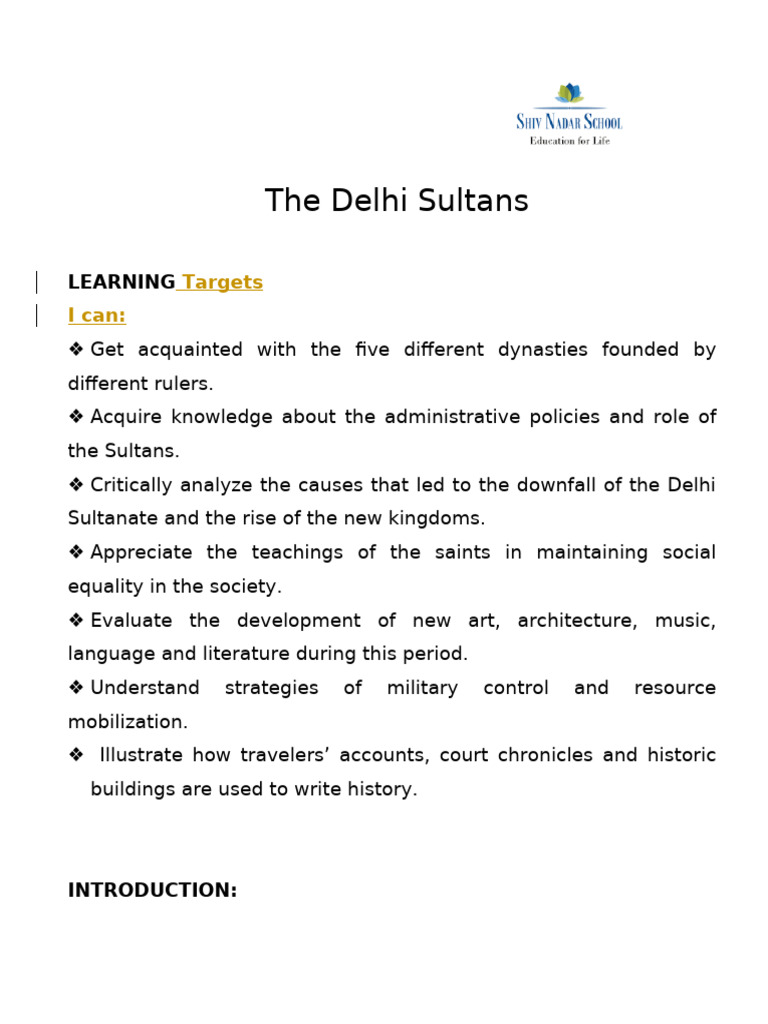 The Delhi Sultanate Supplementary Reader | PDF