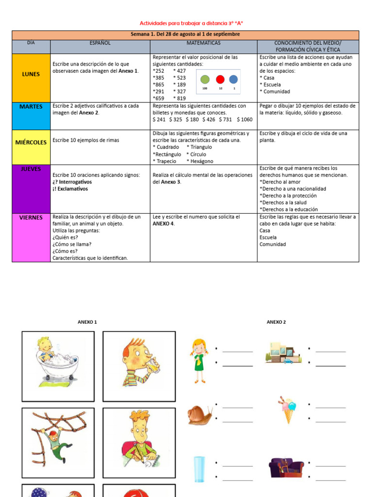 Actividades Semana 1 para 3° "A" | PDF