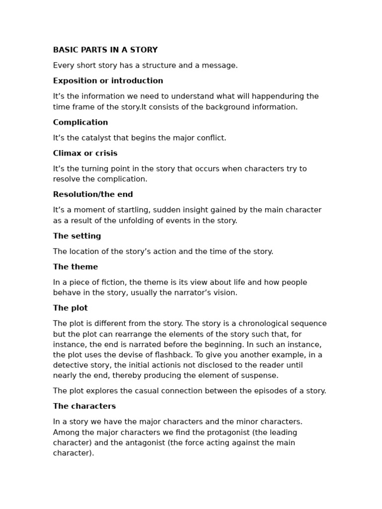 Essential Elements of a Short Story | PDF