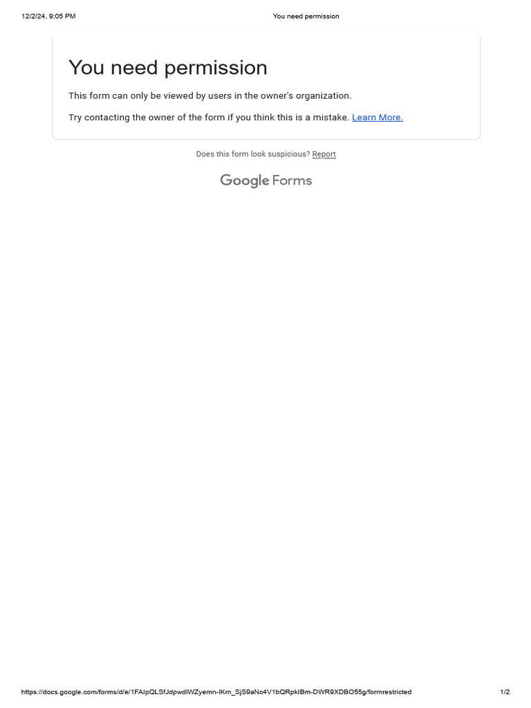 Restricted Google Form Access | PDF