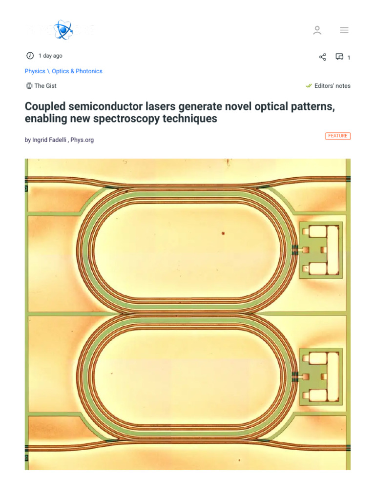 Coupled semiconductor lasers generate novel optical patterns, enabling new spectroscopy ...
