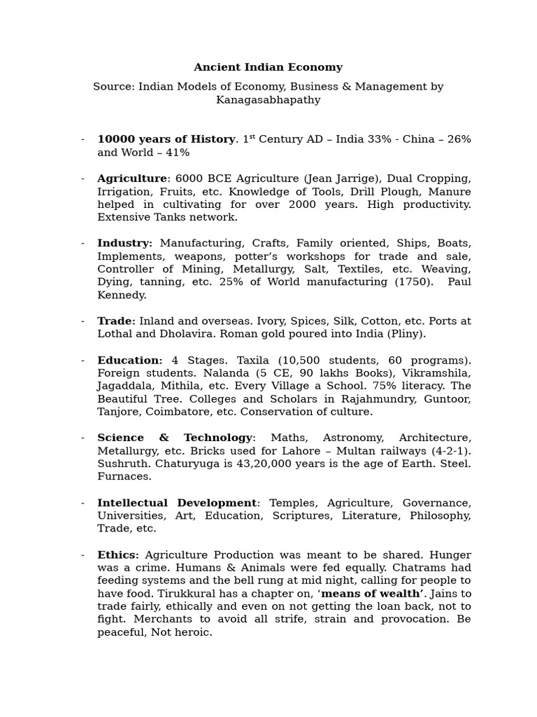 Ancient Indian Economic Models Explained | PDF | Economies