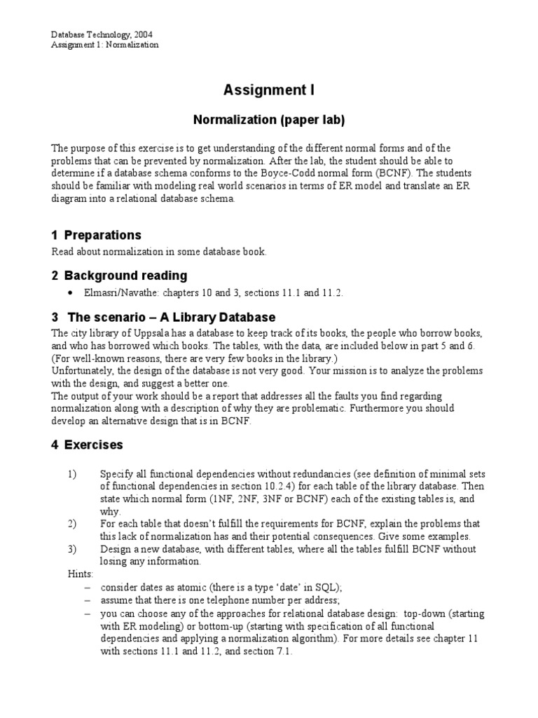 Ass1 Normalization | PDF | Systems Engineering | Databases