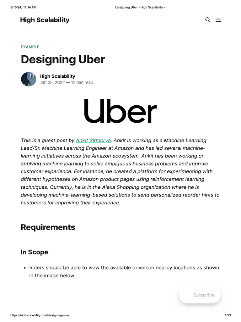 Designing Uber | PDF