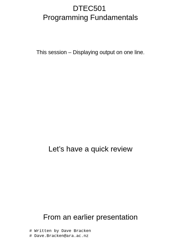 Presentation 1-2-3 Displaying Output on One Line. v2 | PDF | Parameter (Computer Programming ...