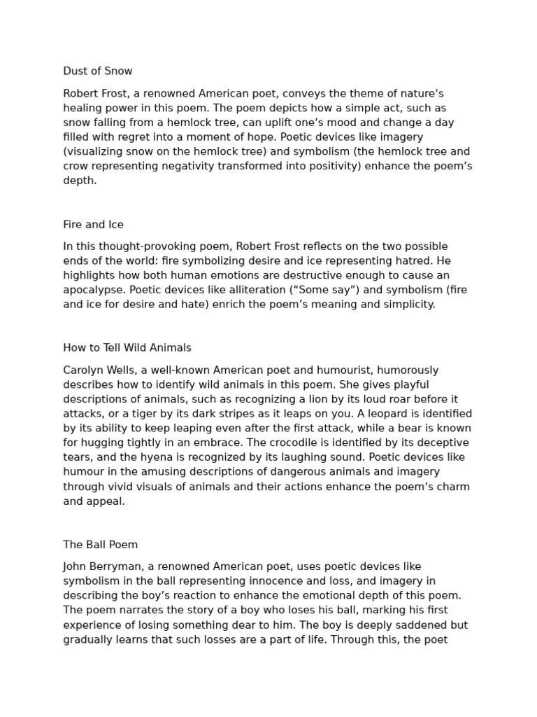 Class 10 English Poem Summary | PDF | Poetry