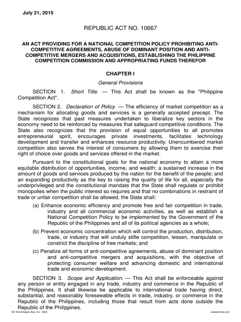 Philippine Competition Act | PDF | Mergers And Acquisitions | Subpoena ...