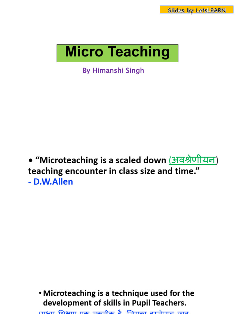 Micro Teaching | PDF | Teaching | Pedagogy