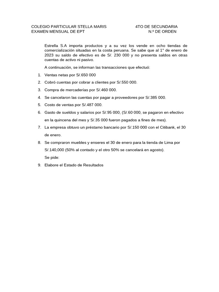 Práctica Educación para El Trabajo - Cuarto de Secundaria | PDF