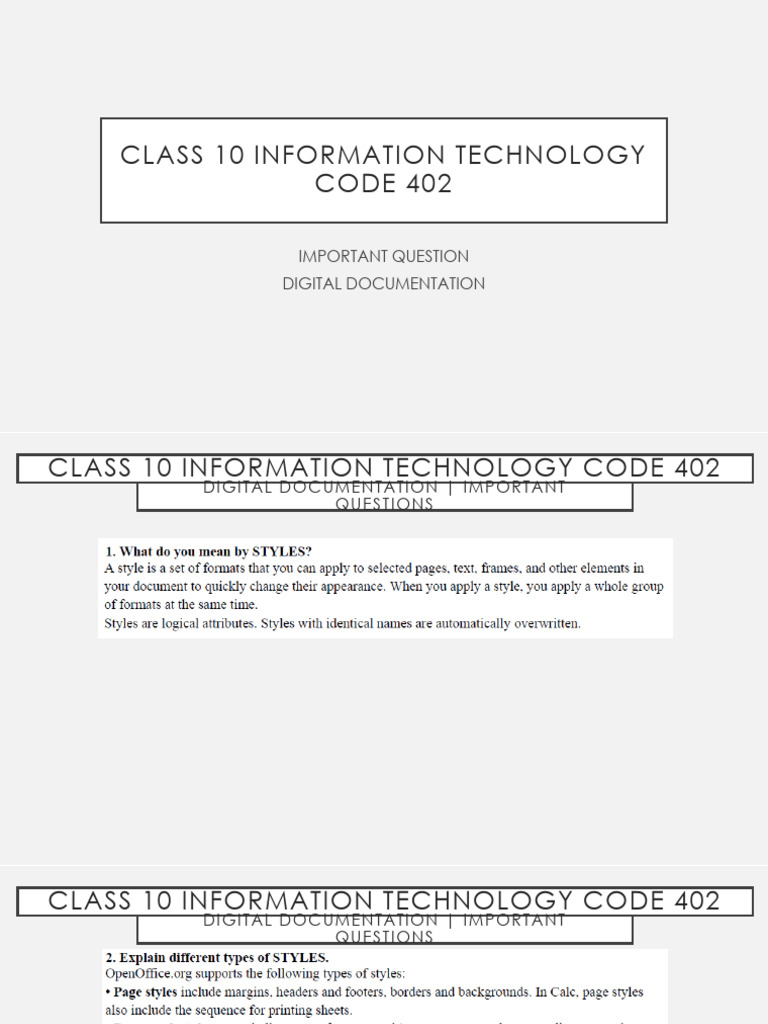 Class 10 It Code 402 Digital Documentation | PDF