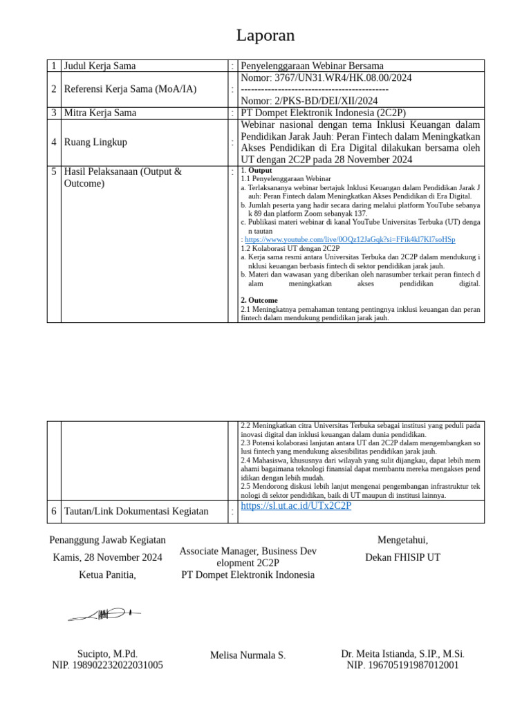 FHISIP 2C2P - Draft Laporan Kegiatan | PDF