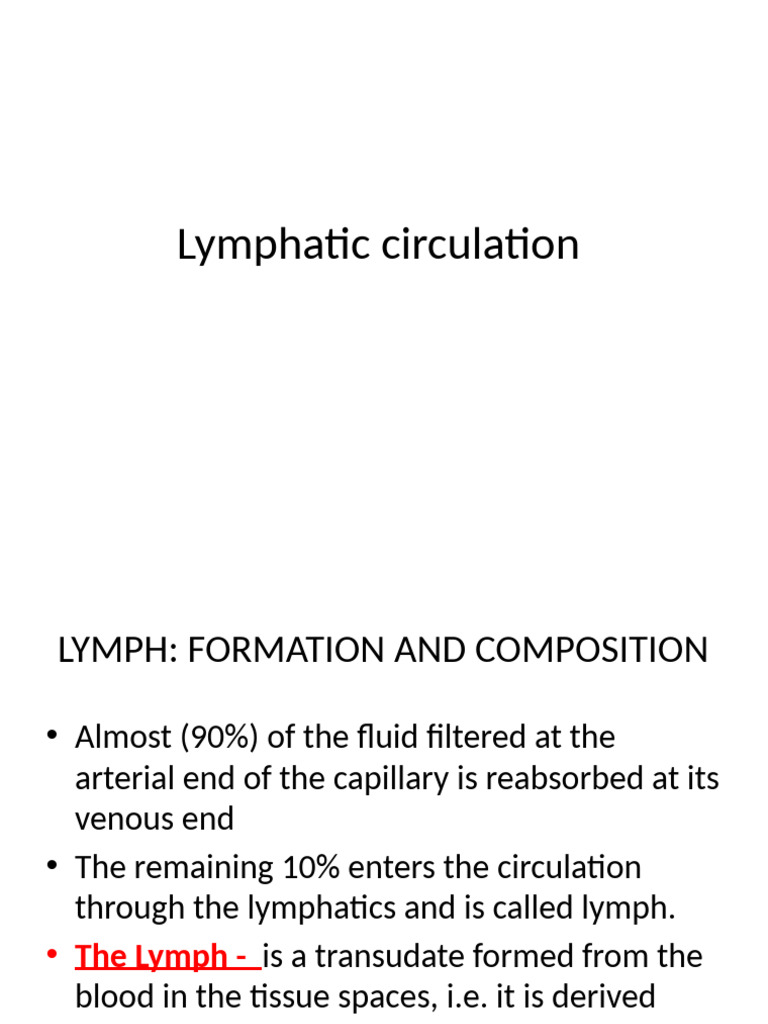 Lymphatic Circulation | PDF | Lymph | Lymphatic System