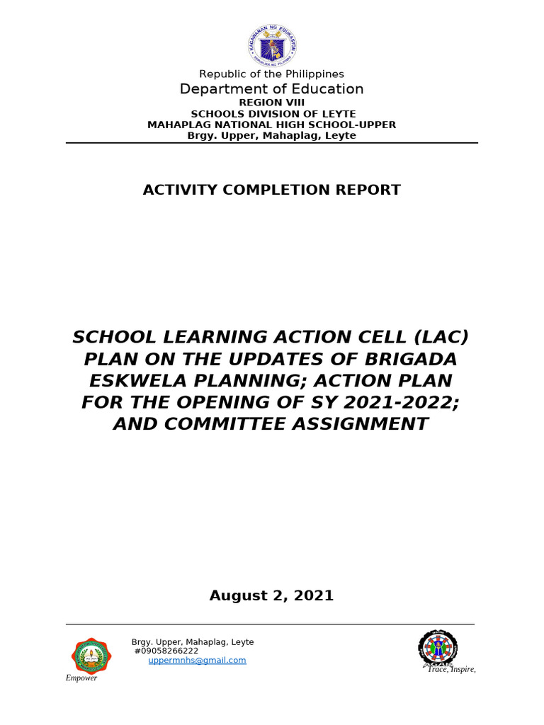 SLAC Activity Report for SY 2021-2022 | PDF | Teachers | Learning