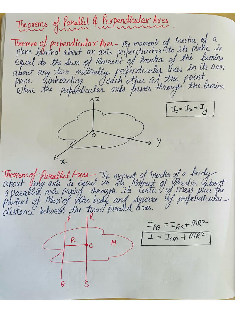 Parallel and Perpendicular Axis Theorem | PDF