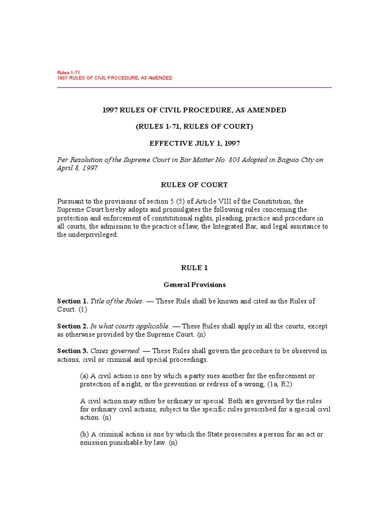 Rules of Court - The Lawphil Project | PDF | Pleading | Lawsuit