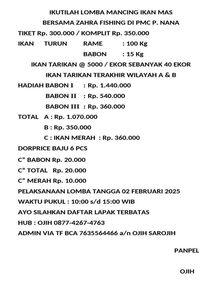 Ikutilah Lomba Mancing Ikan Mas Oji | PDF