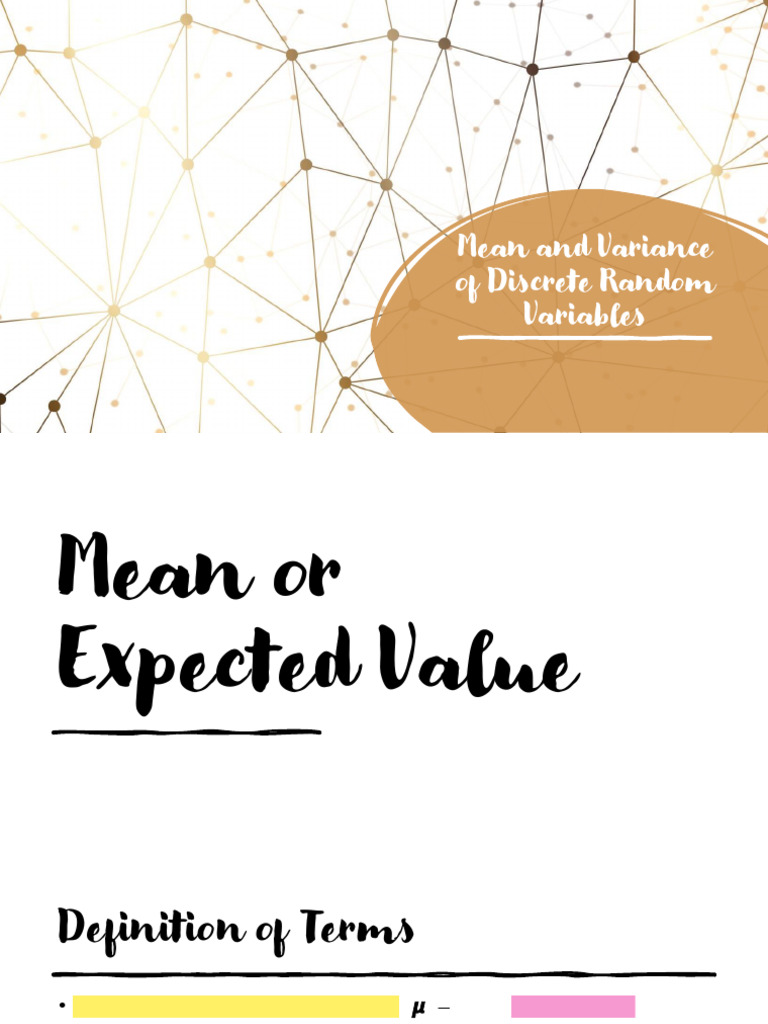 PROSTAT-Chapter 1.2 - Mean and Variance of Discrete Random Variables | PDF | Expected Value ...