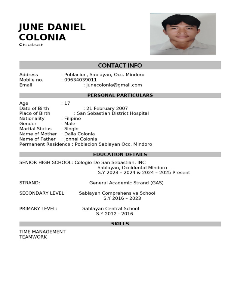 Resume-CV-Templates-Word-doc-16 JUNE DANIEL COLONIA | PDF
