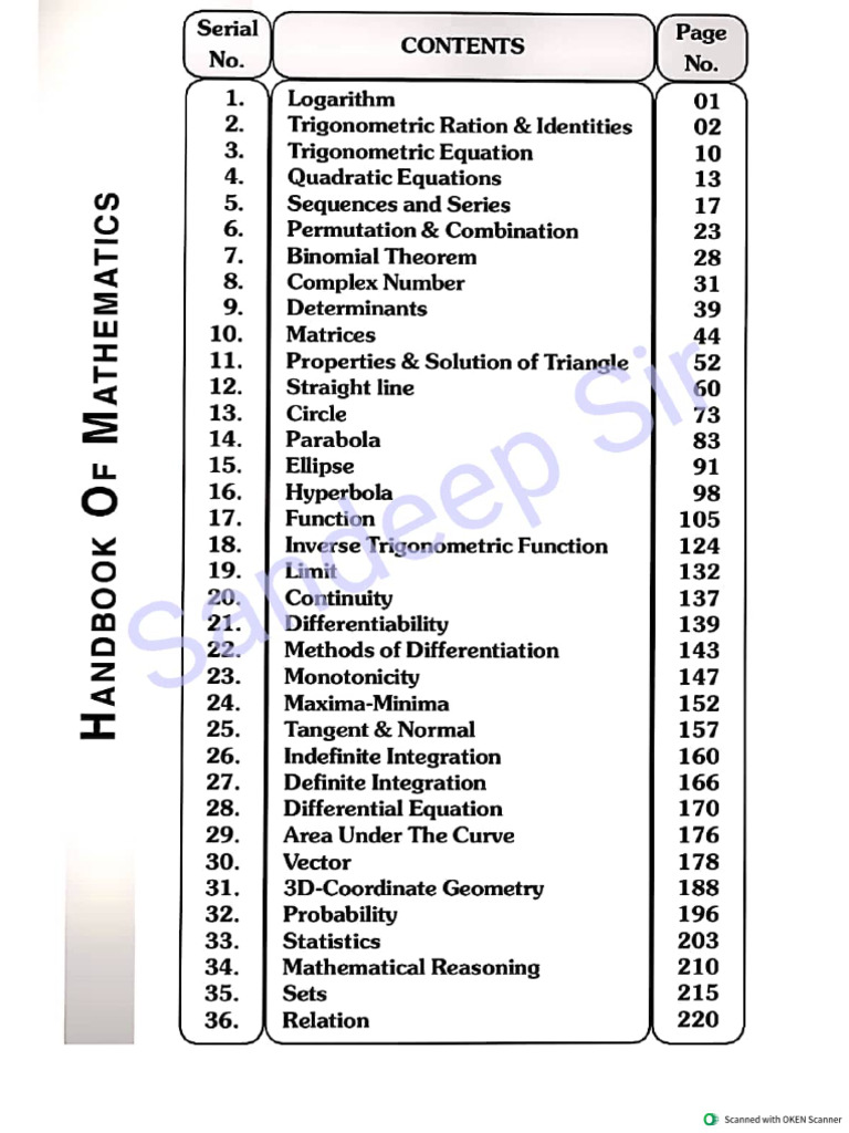 Formula Book of Mathematics for Jee | PDF