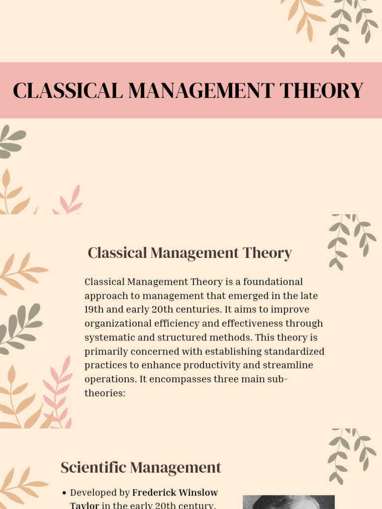 Overview of Classical Management Theory | PDF | Economies | Business ...