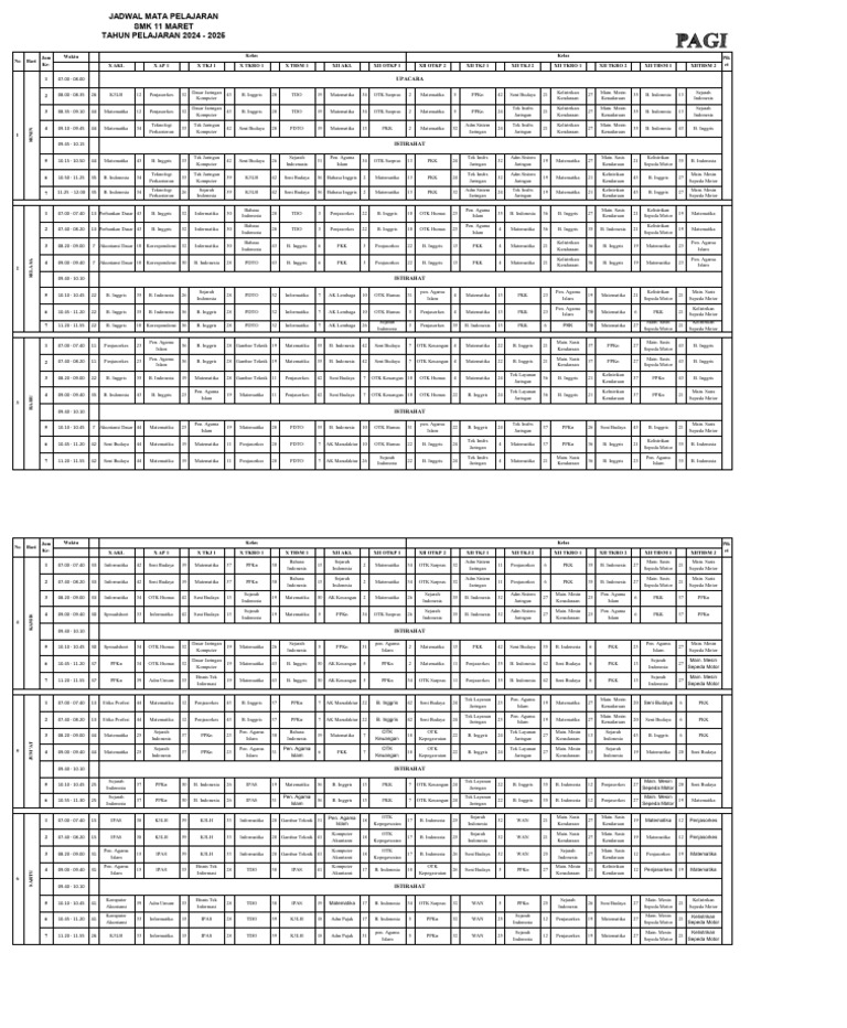 Jadwal Pagi Bekasi 2425 Fix | PDF