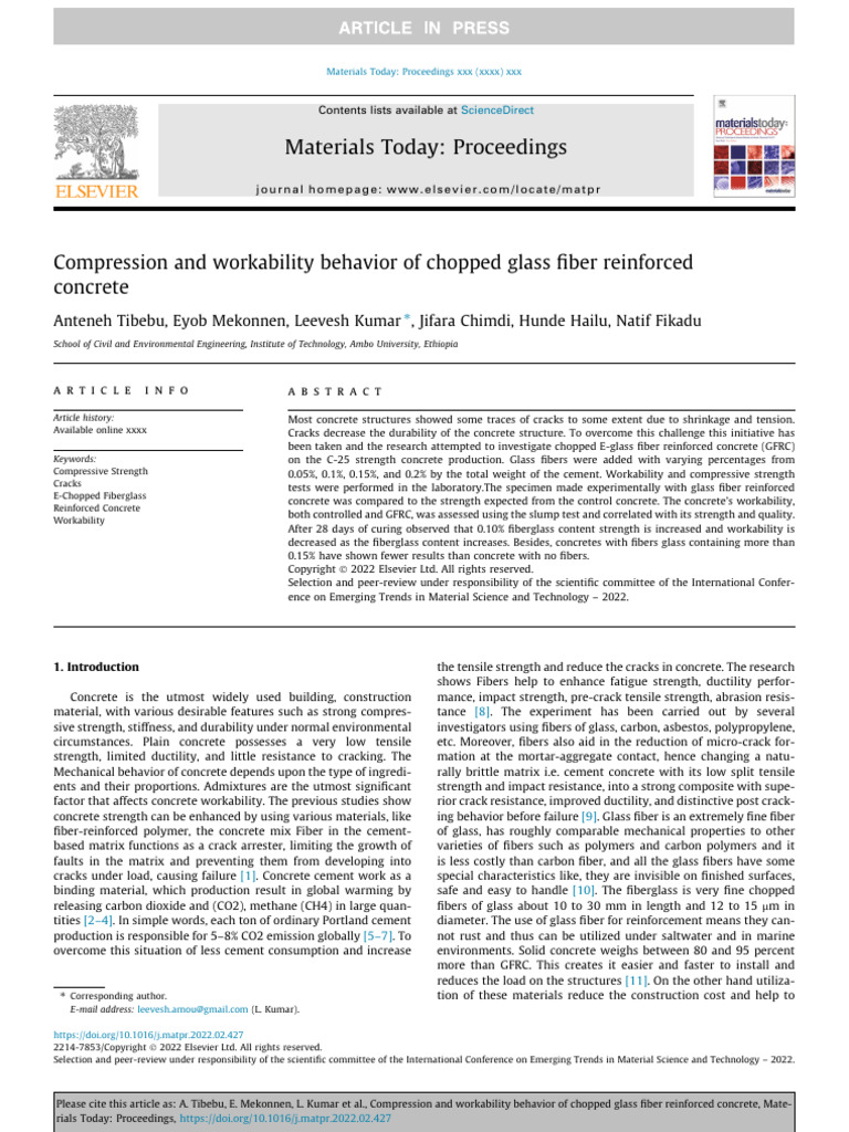 Compression and Workability Behavior of Chopped Glass Fiber Reinforced_Anteneh_Tibebu | PDF ...