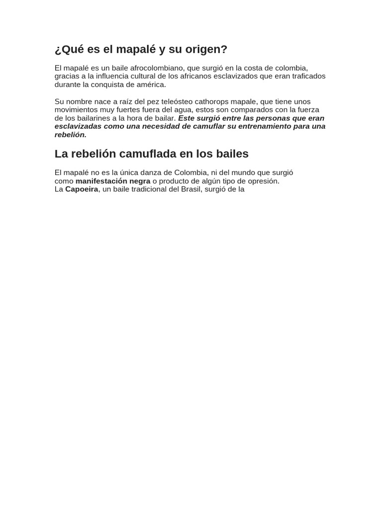 Qué Es El Mapalé y Su Origen | PDF