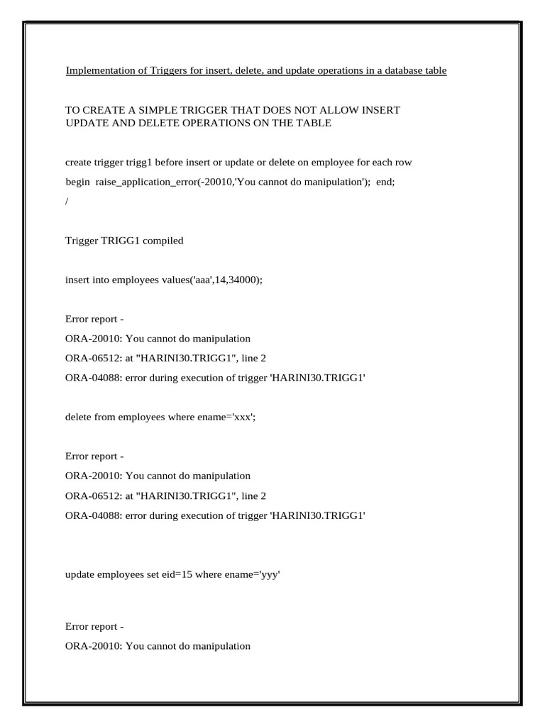 Database Trigger Implementation Guide | PDF