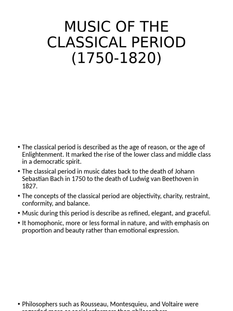 Music of The Classical Period (1750-1820) | PDF