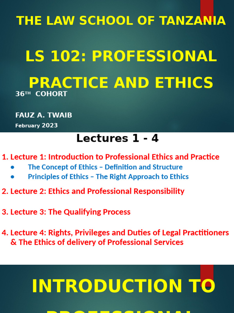 Ethics Lecture 1, Cohort 36 ZECHARIAH | PDF | Morality | Knowledge