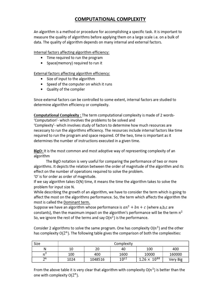Understanding Computational Complexity | PDF | Algorithms | Time Complexity