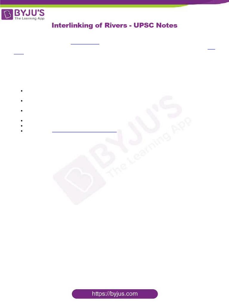 Interlinking of Rivers UPSC | PDF | Physical Geography | Water