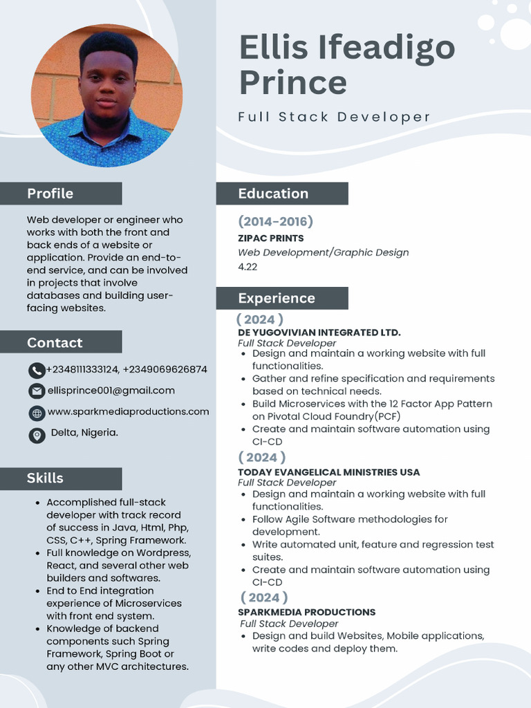 Prince Ellis - Web Developer CV - 20240901 - 182922 - 0000 | PDF