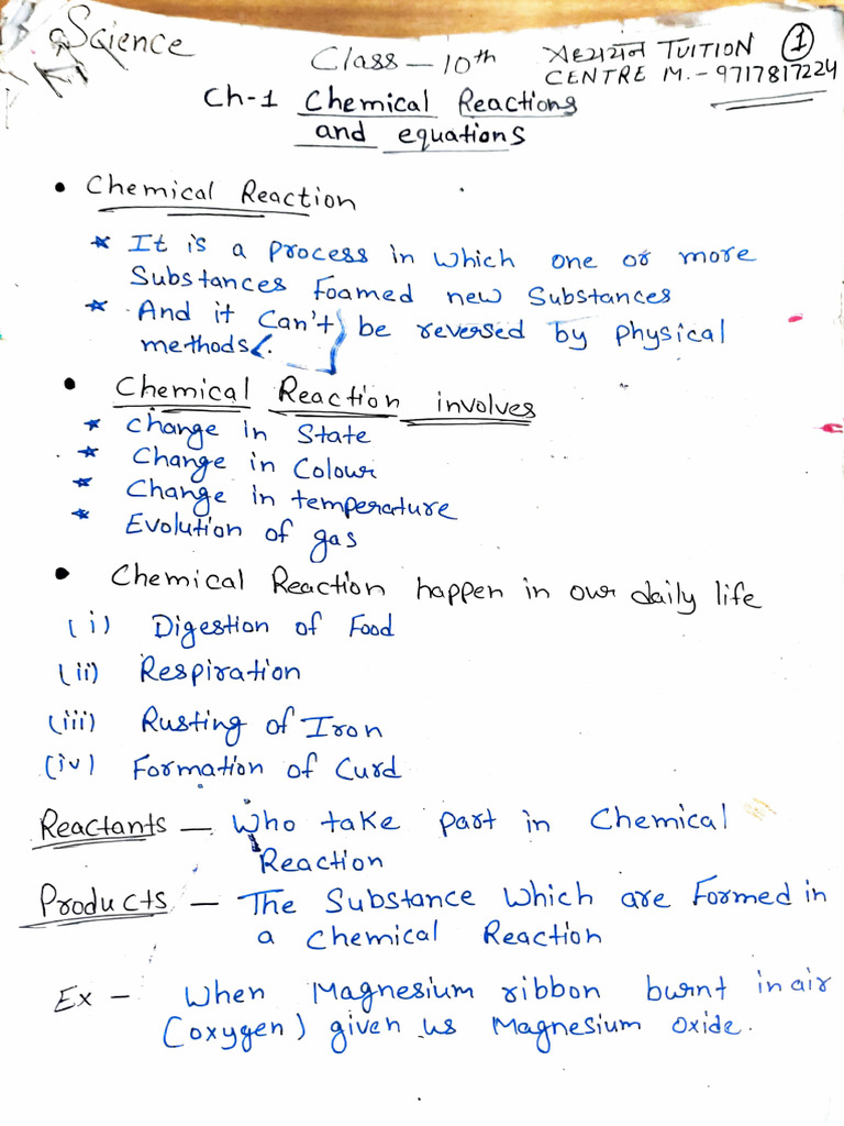 Ch-1 Chemical Reaction and Equation - 1 | PDF | Chemical Reactions | Redox