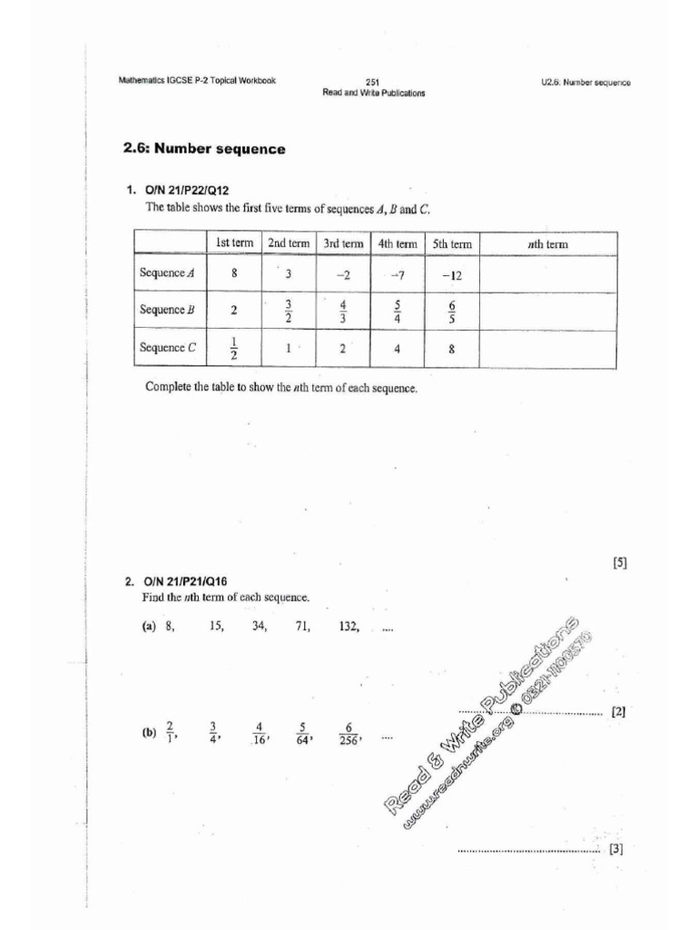Number Sequence Pdf